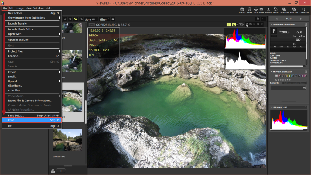 Drucken mit ICC-Profil in Nikon View NX-i - Drucker-Kalibrieren.com